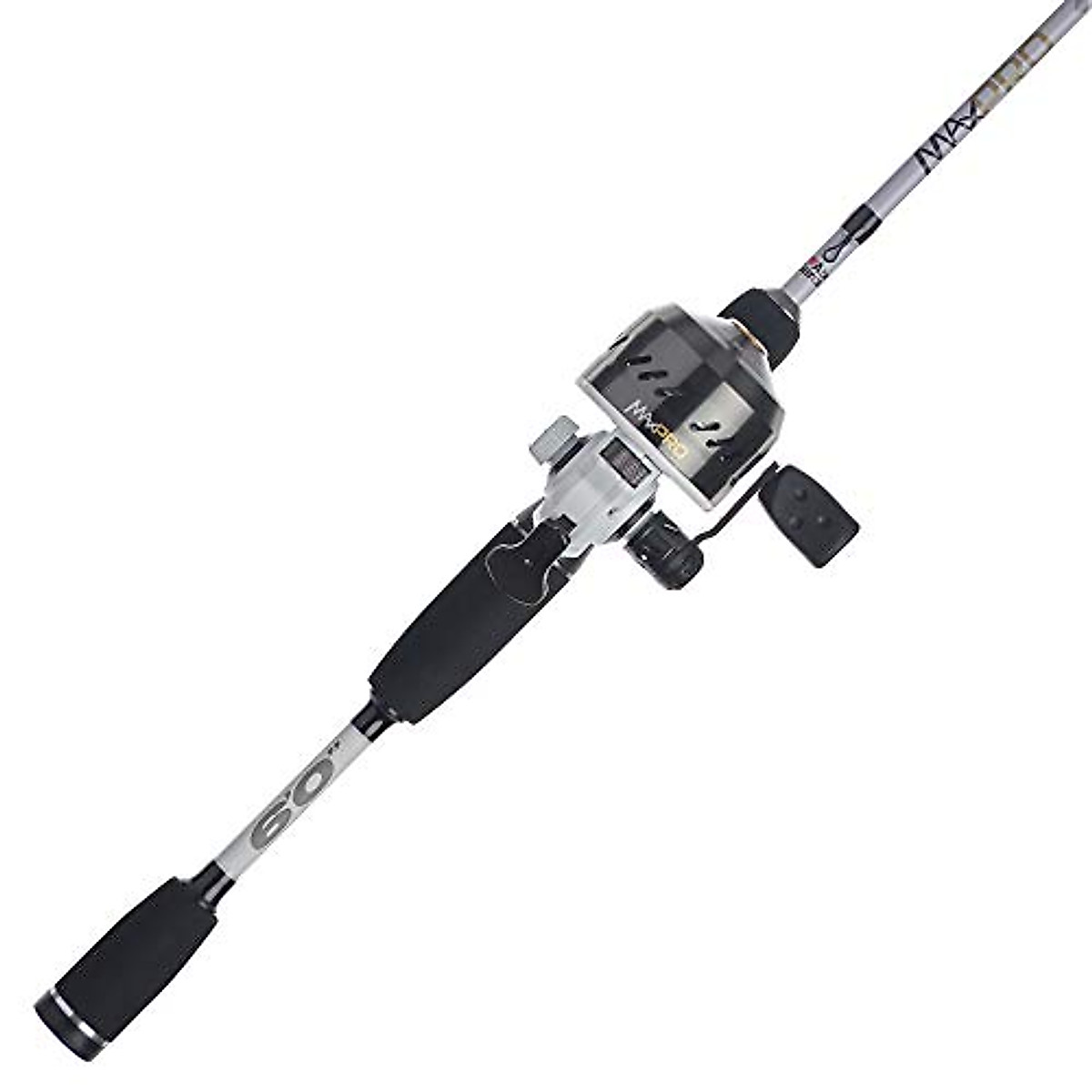 Abu Garcia 6’ Max PRO Fishing Rod and Reel Spincast Combo, 2-Piece Composite Rod, Size 10 Casting Reel, Right/Left Handle Position Grey