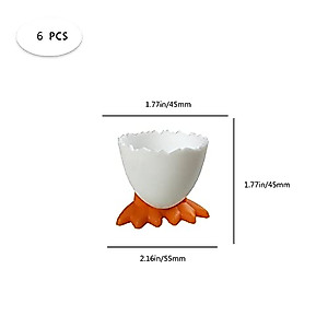 6 Pcs Egg Cups Cartoon Egg Holders Soft Hard Boiled Egg Cups for Breakfast Brunch Soft Boiled Egg(White)