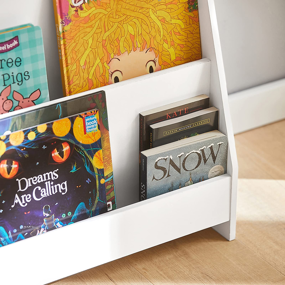 SoBuy White 4-Tier Children Kids Bookcase, Book Shelf, Storage Display Rack Organizer Holder for Bedroom, Study Living Room, KMB32-W