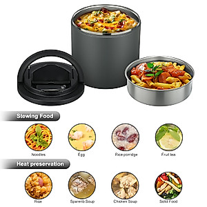 40oz Insulated Food Jar-Say Goodbye to Spills&Cold Meals|Ultimate Airtight Leak-Proof Lid Thermo for Hot Food, Wide Mouth Soup Thermos Lunch Box Container Adults|Stainless Steel with Folding Spoon