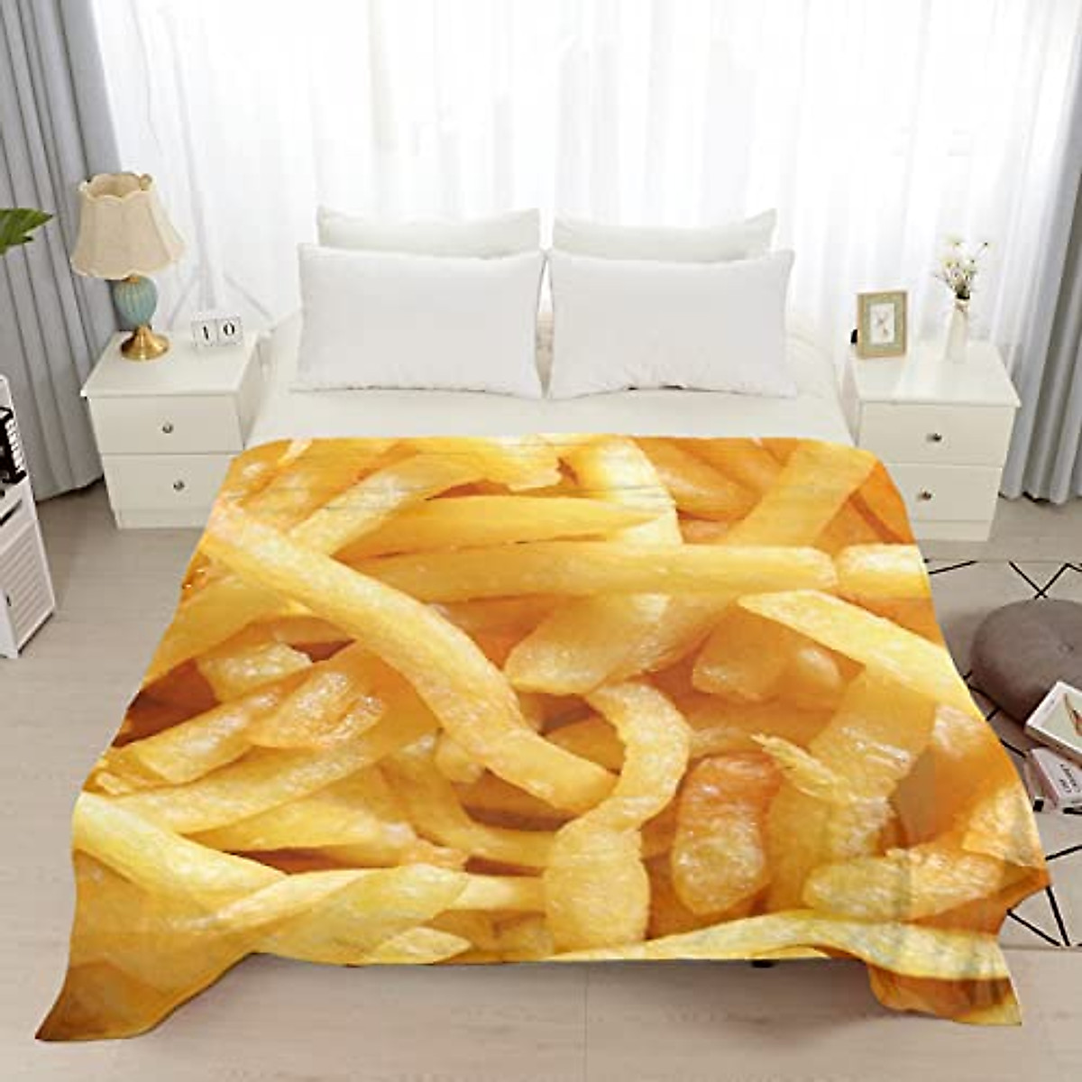 Daijizaio Food French Fries Blanket Lightweight Plush Flannel Quilt for Kids Women Men Bedroom Couch Bed Sofa Decorative Throws Gift 60"x50" Medium for Boys Girls