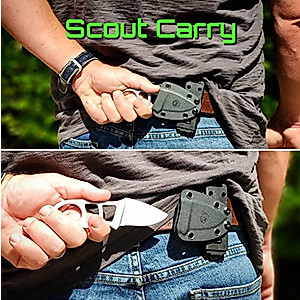 Off-Grid Knives - Compact EDC Fixed Blade Knife with Cryo D2 Steel, Paracord Rope, Neck Knife, Belt Clip, Scout & Vertical Carry, Kydex Sheath (Blackout)