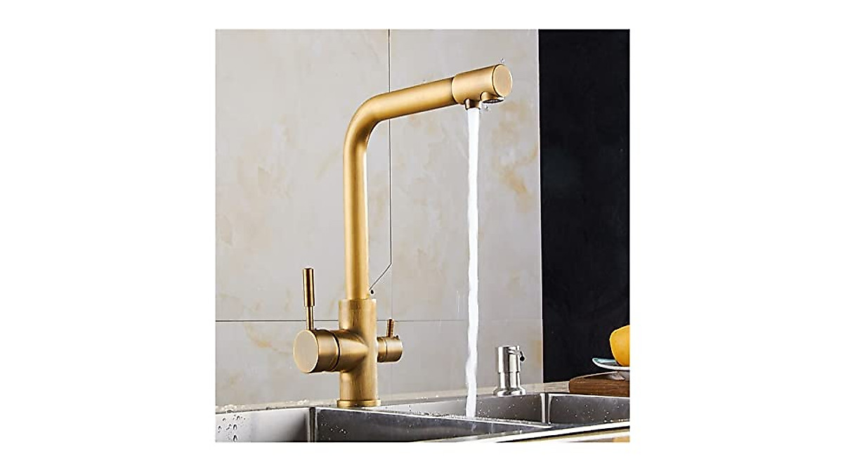 DUPAX Vintage Brass Kitchen Sink Tap - 3 Way Mixer