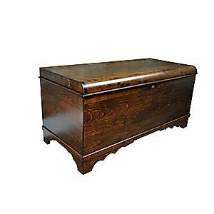 46" Cedar Hope Chest with Waterfall Top – Amish Cedar Chest w/ Anti-Slam Hinges – Hope Chest with lock – Blanket Chest - Cedar Chests and Trunks for Blankets (Brown Maple Wood, Asbury Stain)