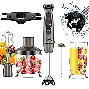 Immersion Blender 7-in-1 1000W Powerful Scratch Resistant Hand Blender, Stick Blender Handheld, 12 Speed and Turbo Mode, Low-Noise, with Beaker Chopper Whisk Milk Frother, BPA-Free
