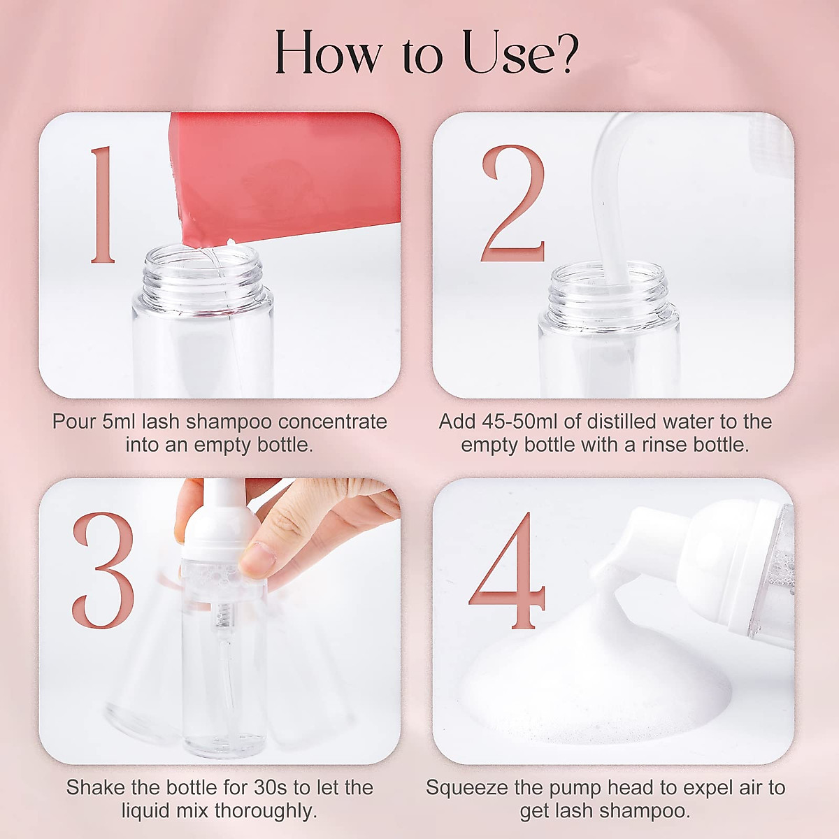 ALLOVE Lash Shampoo Concentrate 5ml*10, Sensitive and Non-irritation Lash Extension Cleanser Shampoo Salon & Home Use - Unscented