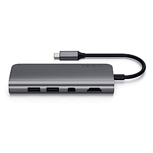 Satechi Type-C Multimedia Adapter with 4K HDMI, Mini DP, USB-C PD, Gigabit Ethernet, USB 3.0, Micro/SD Card Slots - for M2/ M1 MacBook Pro, M2/ M1 MacBook Air (Space Gray)