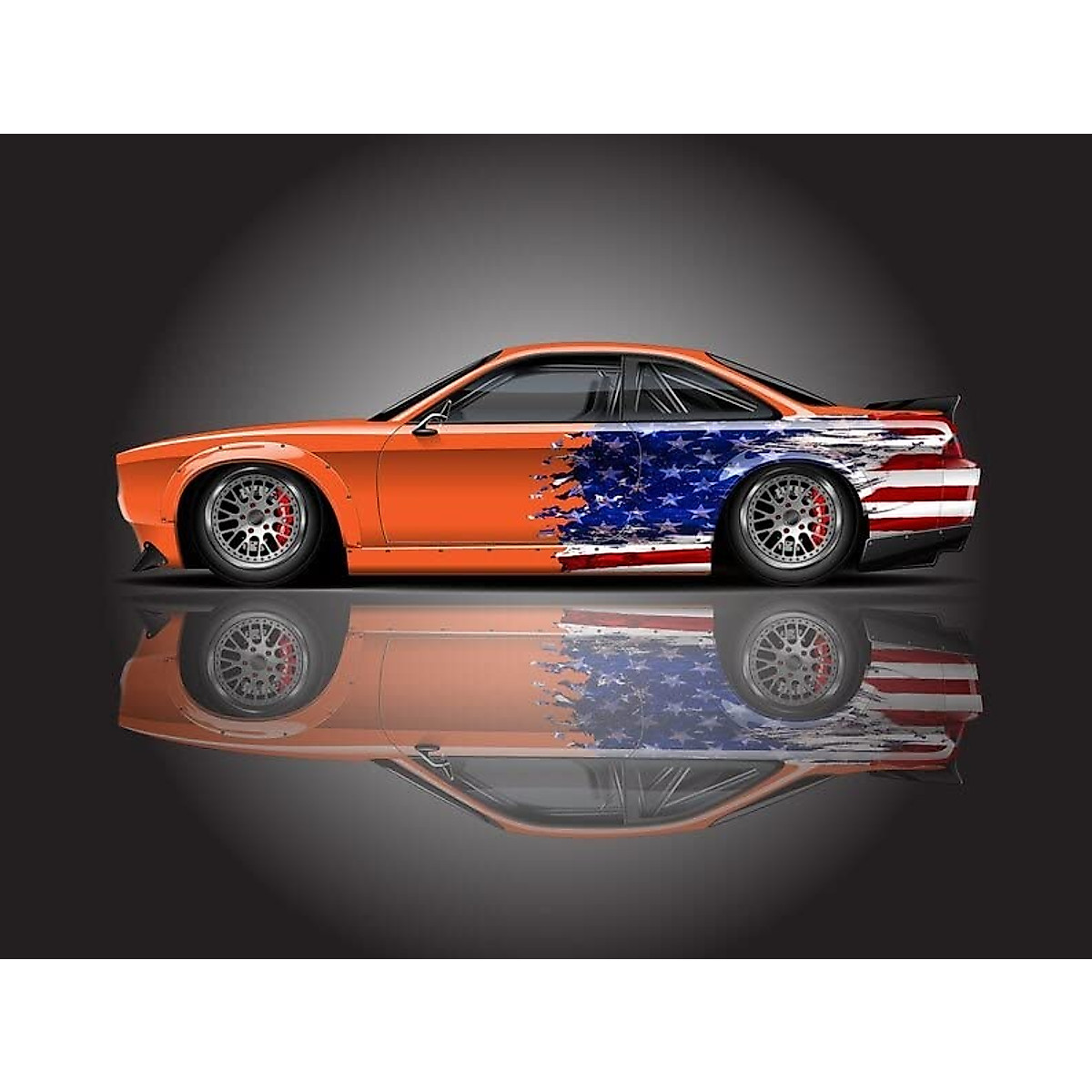 2Pcs American Flag Vehicle Livery, Racing Car Graphics, Abstract Flag Decal, Cast Vinyl Wrap, Universal Size Car Decal (Type 1)