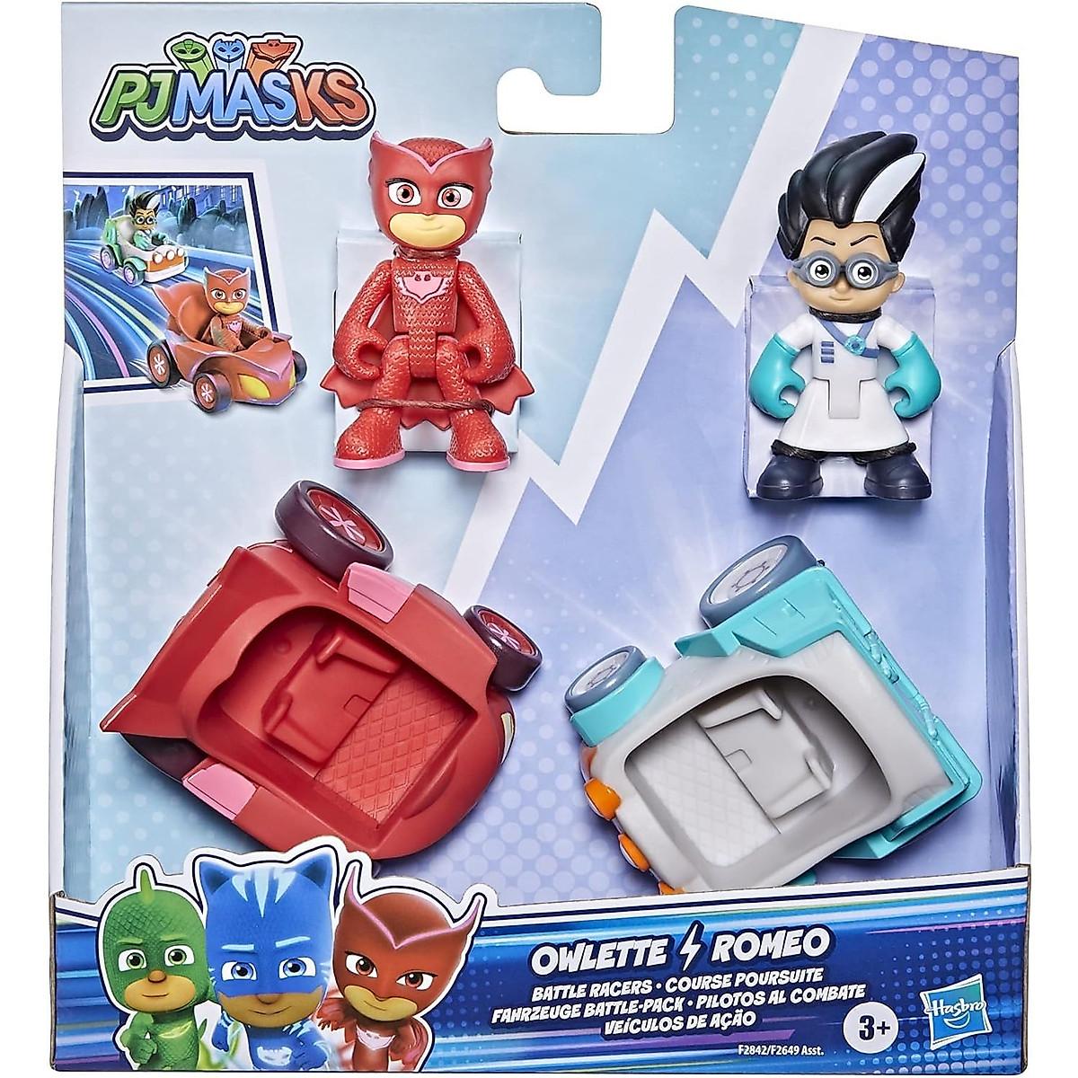 PJ Masks Owlette vs Romeo Battle Racers Preschool Toy, Vehicle and Action Figure Set for Kids Ages 3 and Up