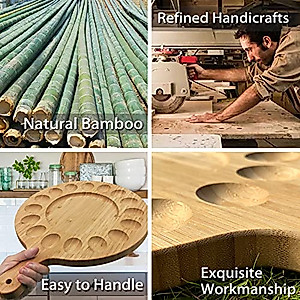 cenleoha Versatile Large Deviled Egg Platter with Handle Reversible Deviled Egg Plate Cutting Board Charcuterie Board Deviled Egg Container Bamboo Egg Holder Serving Tray