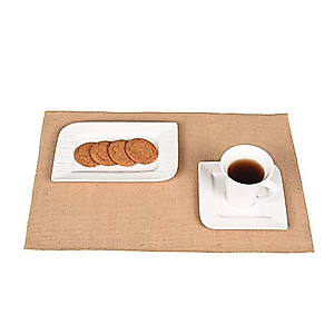 Jucos Products Burlap Placemats 12 x 17 Inch 100% Jute Rustic Tablemats Super Value Hand Made Placemats for Parties, Weddings, BBQ's, Holidays & Everyday Use Set of 6