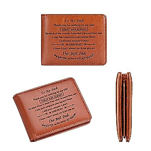 YDJFCCTD Christmas and Father's Day Gift Engraved Leather Men Wallet Best Dad Gifts Daughter to Dad Biford Leather Wallets Money Clips (Dad 2)