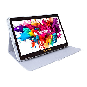 LINSAY 10.1" High End Octa Core 4GB RAM 128GB Storage Android 13 Google Certified Tablet with White Leather Case, Pop Holder and Pen Stylus