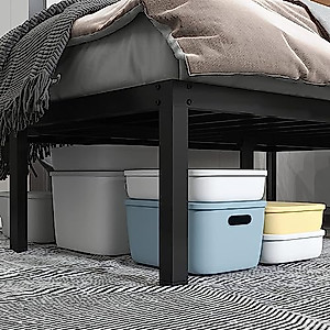 Bonkiss Full Bed Frame 3000 lbs+, Full Bed Frame No Box Spring Needed, Heavy Duty Tall Metal Full Platform Bed Frames with Large Storage Space, Noise Free, Black.