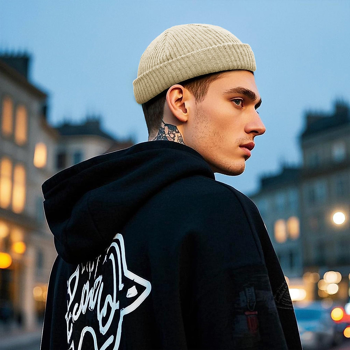 CLAPE Rolled Cuff Watch Cap Swag Beanie Cap Rolled Cuff Harbour Hat Wool Knited Winter Warm Ski Skull Hat Cap for Men Women