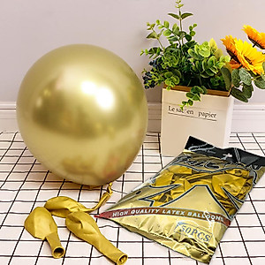 oditton Gold Balloons, 50PCS Birthday Balloons, Shiny Metallic Finish Balloons, 12inch(30cm) 100% Latex Helium Balloons, Vibrant Party Atmosphere for Memorable Celebrations