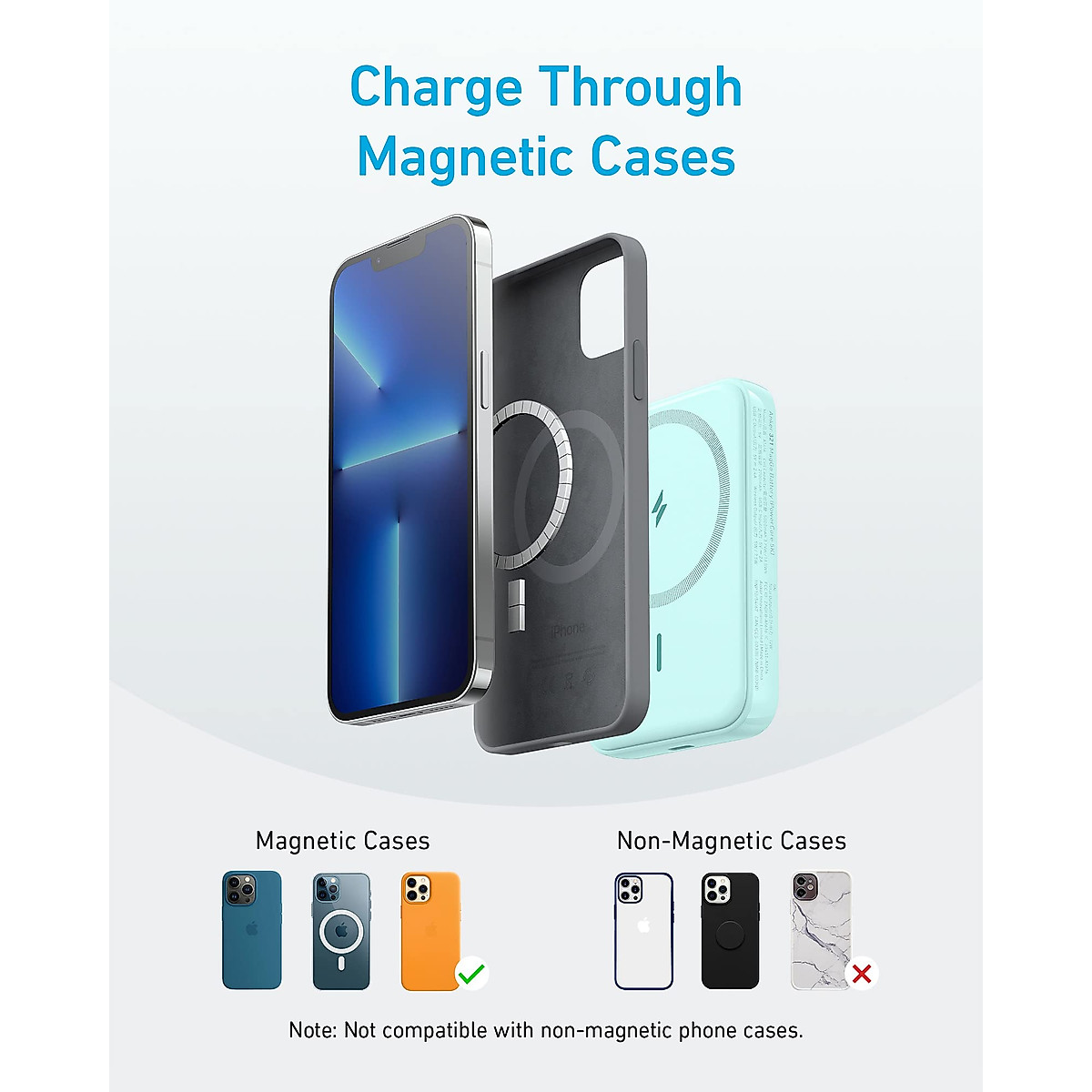 Anker 321 MagGo Battery (PowerCore Magnetic 5K), 5,000mAh Magnetic Wireless Portable Charger, Compatible with iPhone 15/15 Plus/15 Pro/15 Pro Max, iPhone 14/13/12 Series (Green)