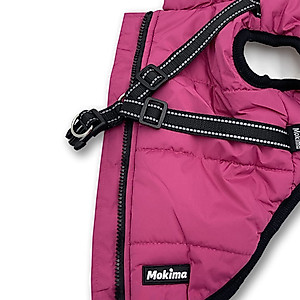 MOKIMA Small Dog Warm Jacket with Leash Attachment - Winter Small Dog Sweater Coat - Small Dog Clothes for Indoor and Outdoor Use - Water Resistant - (Small, Grey)