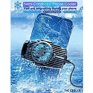 Phone Cooler for iPhone, Gaming Phone Cooling Accessories, Phone Fan Radiator for Phone Width from 2.6" to 3.5", Cell Phone Game Semiconductor Heatsink for Gaming, Live Streaming, Watch Videos -Black