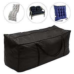 Ihomepark Extra Large Patio Cushion Cover, 68 x 30 x 20 inch Black Outdoor Furniture Seat Cushion Storage Bag, Water Resistant Rectangle Oxford Fabric Bag