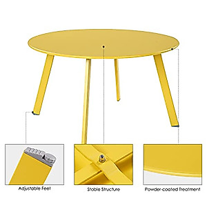 Grand patio Round Outdoor Coffee Table, Weather Resistant Metal Large Side Table for Balcony, Porch, Deck, Poolsid, Yellow