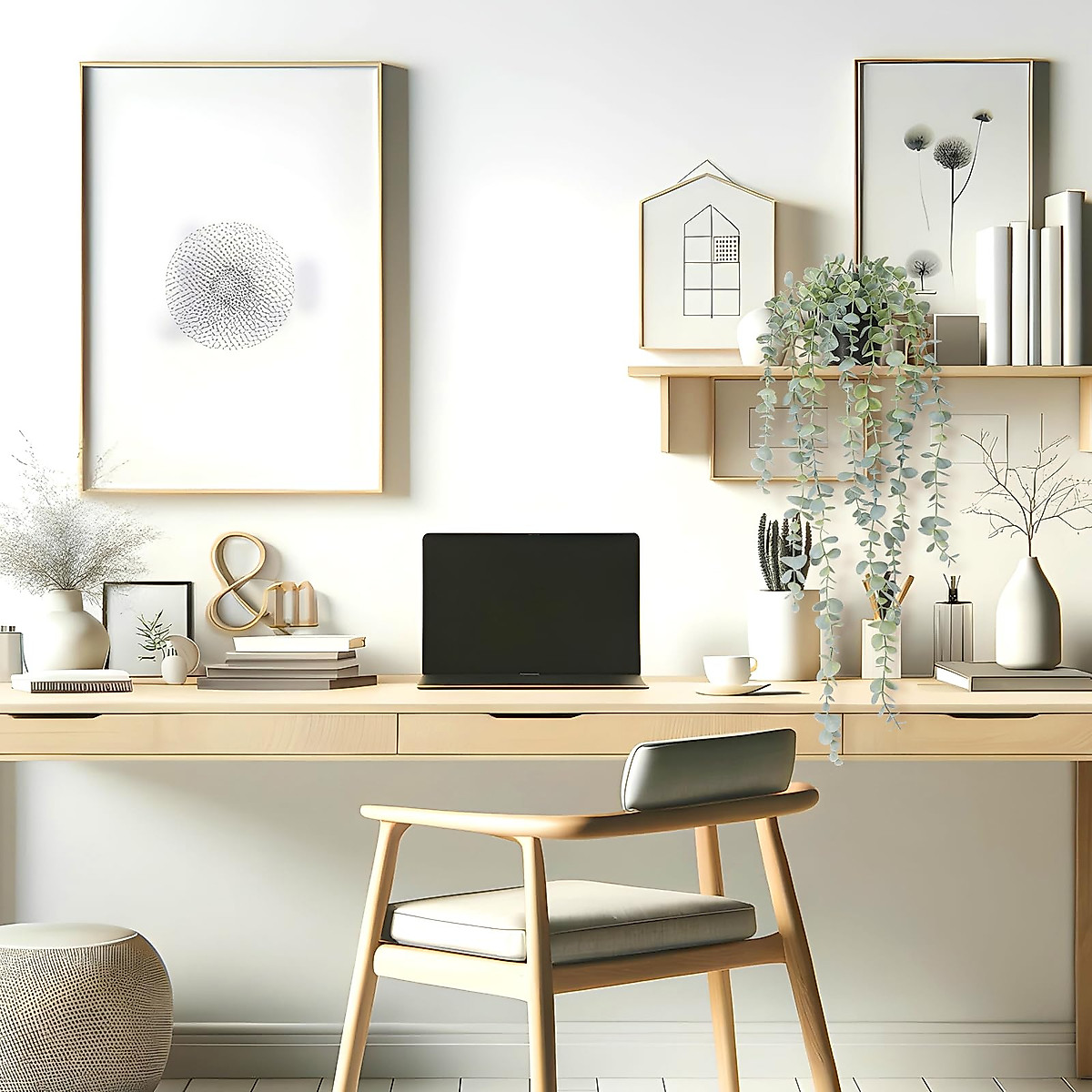 COCOBOO 1pcs Artificial Hanging Plants Fake Potted Eucalyptus Faux Plant Hanging Plant for Wall Room Home Indoor Outdoor Shelf Decor