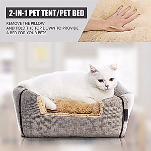 WINDRACING Cat Bed for Indoor Cats - Cat Cave Bed Cat House Cat Tent with Removable Washable Cushioned Pillow, Soft and Self Warming Kitten beds,Cat Beds & Furniture, Pet Bed