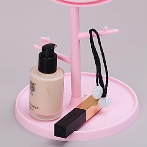 Desk Mirror in Cute Cat Ears Shape Practical Desktop Makeup Mirror Portable with Folding Stand Round Makeup Mirror Stand Up Desk 360 Circular Rotation Cute Circle Mirror for Bedroom Bathroom