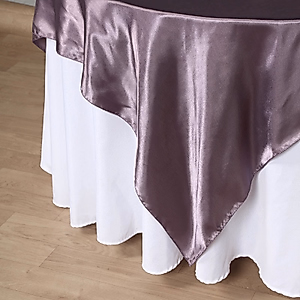 Tableclothsfactory 60" Satin Square Tablecloth Overlay for Wedding Catering Party Table Top Decorations Amethyst
