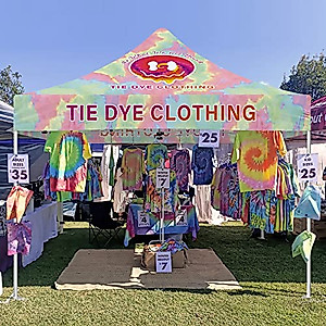 ABLEM8CANOPY Custom Canopy Tent 10x10 with Logo, Personalized Pop Up Canopy Tent with Optional Walls for Business Events, Trade Shows, Farmers Market, Roller Bag Included(TIE DYE)