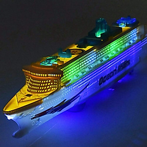 Wenini XAPUNK Colorful Ocean Liner Cruise Ship Boat Electric Flashing LED Light Sound,50x13x5 cm/19.7x5.1x2 in, Cannot Placed in Water, Cannot Float on Water