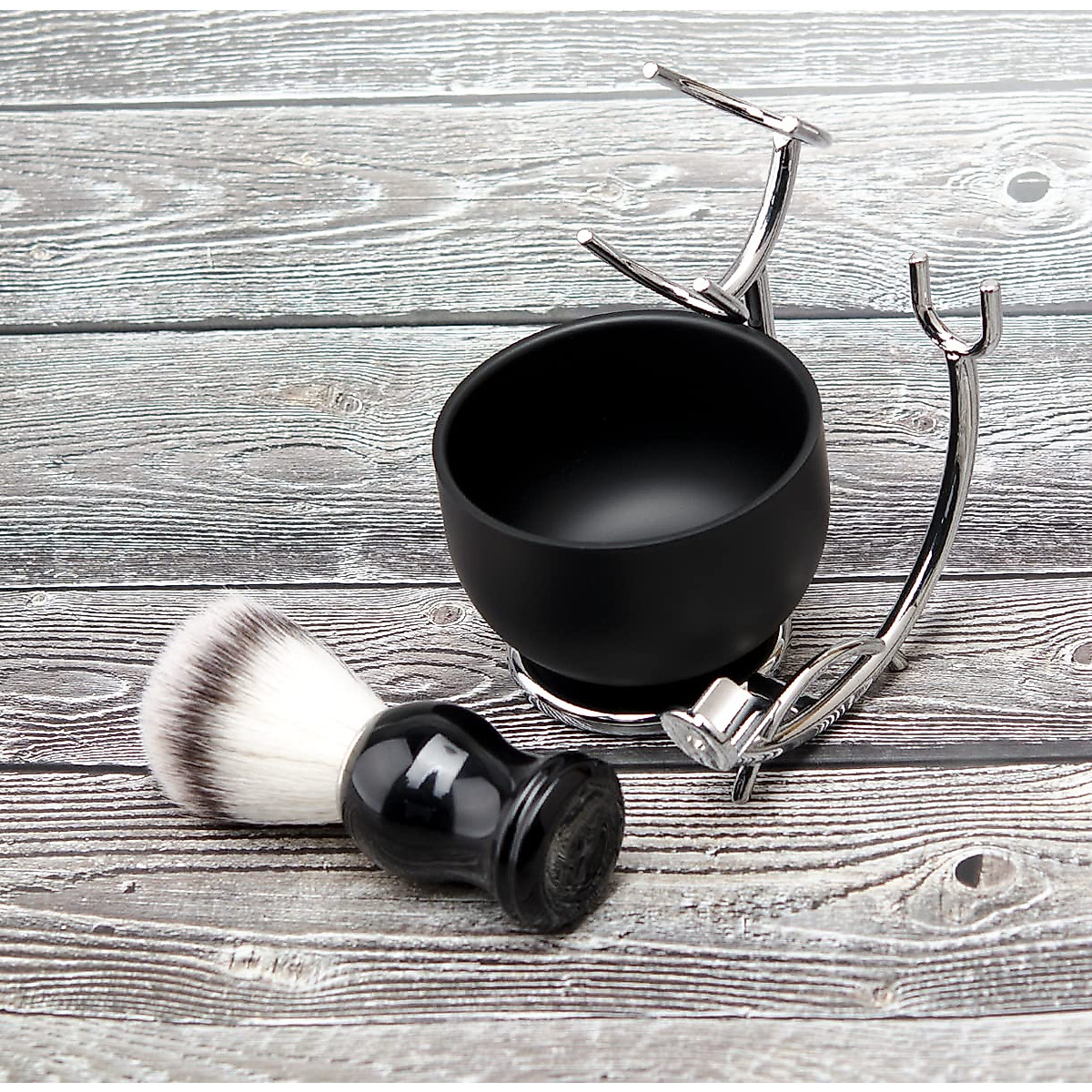 Grandslam Shaving Brush and Bowl Kit for Men, 3 in 1 Shaving Brush Set, Stainless Steel Shaving Bowl and Stand, Shaving Brush, Shaving Kit for Men