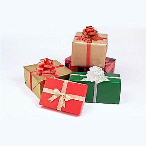 PintreeLand 24PCS Christmas Wrap Pull Bows with Ribbon 5” Wide Wrapping Accessory for Xmas Present, Gift, Florist, Bouquet, Basket(24 PCS)