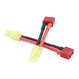4pcs Compatible with Small Mini-Tamiya Male(Reversed) to T-Plug Female Adapter with 5cm 2in 14awg Wire for Airsoft Gun(BDHI-12)