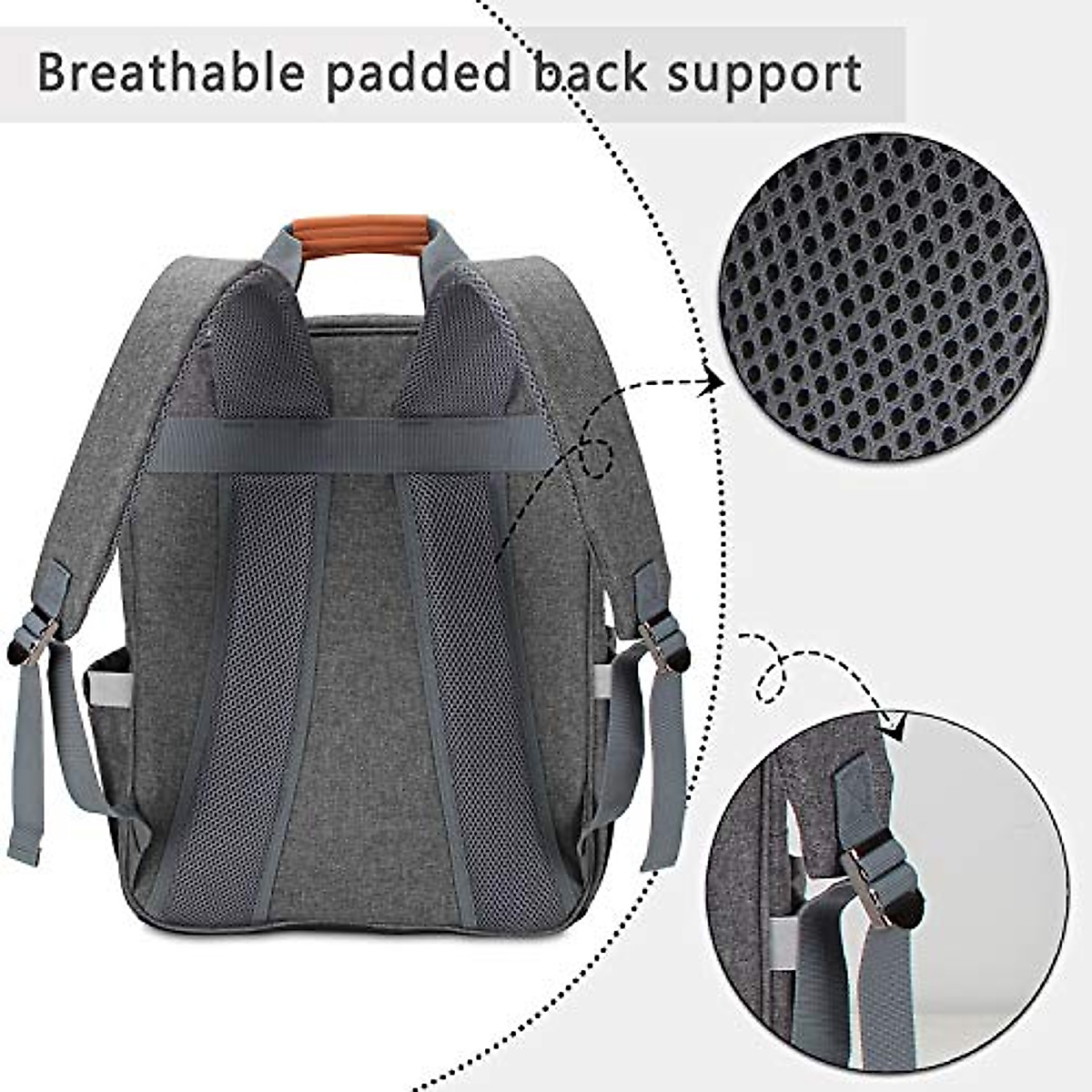 Luxja Breast Pump Backpack with Compartments for Cooler Bag and Laptop, Breast Pump Bag Suitable for Working Mothers (Fits Most Major Breast Pump), Gray