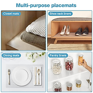 Puricon Non-Adhesive Shelf Liner, Non-Slip Clear Plastic Ribbed Liners for Refrigerator Pantry Cabinet Closet Drawer Desks Shelves Storage, BPA Free -12 Inch x 10 FT