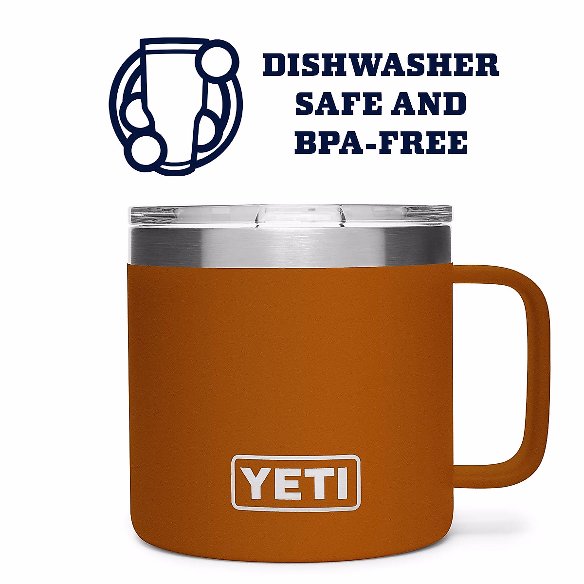 YETI Rambler 14 oz Mug, Stainless Steel, Vacuum Insulated with Standard Lid, Clay