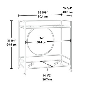 Sauder International Lux Bar Cart, Satin Gold Finish