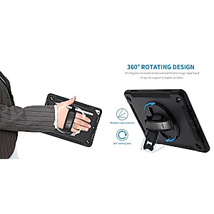 iPad Pro 10.5 Inch Case 2017/ iPad Air 3 Case 2019 for Kids | Heavy Duty Rugged Protective Case with 360 Rotating Stand+[Hand Strap] | Clear with Black Trim