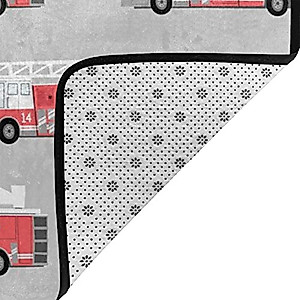 NiYoung Bedroom Living Room Kitchen Big Size Area Rugs Home Art - Firetruck Floor Mat Doormats Quick Dry Spa Bathroom Floor Mats Exercise Mat Throw Rugs Carpet
