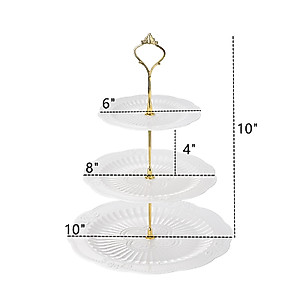 Dicunoy 3 Pack Plastic Cupcake Stands, 3 Tiered Dessert Trays for Display, Embossed Serving Plate Tower Holder, Tea Party Tray for Fruits, Snack, Candy, Buffet, Parties, Wedding, Birthday, Christmas