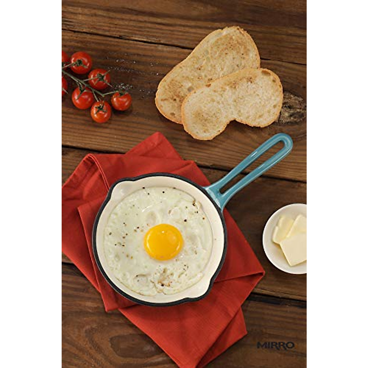 Mirro MIR-19060 6" Mini Cast Iron Skillet, Teal, Ready to Use