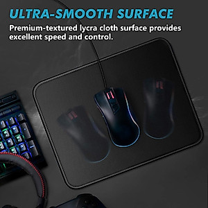 3 Mouse Pad Stitched Edges Premium-Textured Large Mouse Pads Mat Natural Non-Slip Rubber Base Mousepad for Laptop, Computer & PC, 11 x 8.7 inches, Black