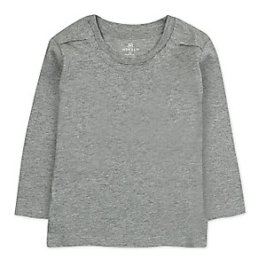 HonestBaby Baby 5-Pack Long Sleeve T Shirts 100% Organic Cotton for Toddler, Little Kids Boys, Girls, Gray Ombre, 18 Months