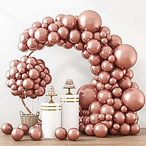 RUBFAC 129pcs Rose Gold Balloons Latex Balloons Different Sizes 18 12 10 5 Inches Party Balloon Kit for Birthday Party Graduation Baby Shower Wedding Holiday Balloon Decoration