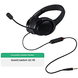 XBERSTAR Microphone Cable Compatible with Bose QuietComfort 45(QC45) Headphones with Volume Control & Mute Switch for PC, Laptop, PS4 PS5 Xbox One Controller (Black)