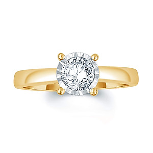 Beyond Brilliance 1.00 Carat Diamond,Prong set Engagement Ring In 14K Yellow Gold. (I-J, I2-I3) Natural Diamond Engagement Ring For Women, Gift Box Included