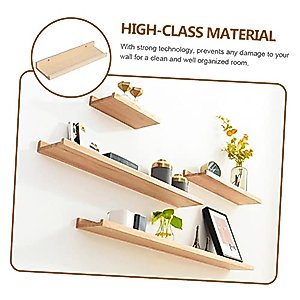 HOMOCONO Wooden Shelf Wall Mounted Shelf Wall Mount Shelves Multi-Function Floating Shelf Decorative Shelves Wall Hanging Shelf Farmhouse Floating Shelf Ledge Display Shelf Wall Stand Khaki