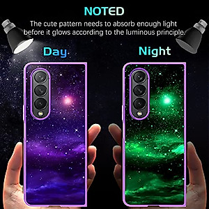 DOMAVER for Samsung Galaxy Z Fold 4 Case Glow in The Dark Stylish Nebula Luminous Slim Lightweight Protective Case for Samsung Z Fold4 5G- Shining Nebula