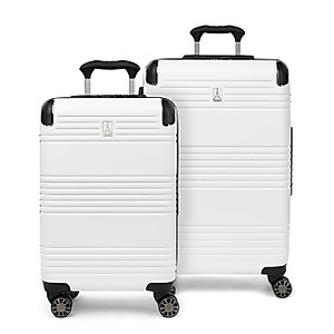 Travelpro Roundtrip Hardside Expandable Luggage, TSA Lock, 8 Spinner Wheels, Hard Shell Polycarbonate Suitcase, White, 2-Piece Set (21/25)